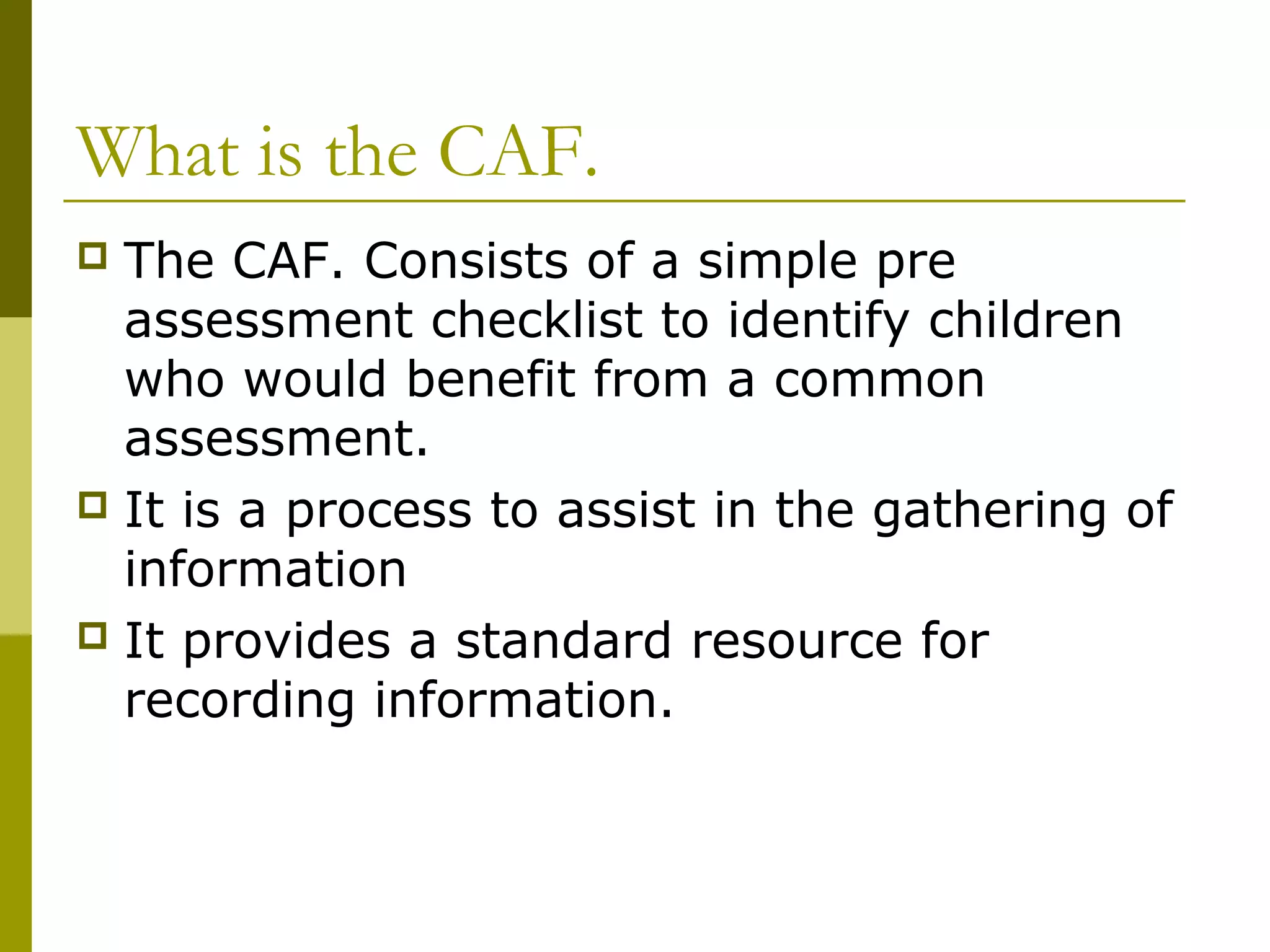 Common assessment framework | PPT