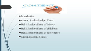 COMMON BEHAVIORAL PROBLEMS AND THEIR MANAGEMENT in PEDIATRICS | PPTX