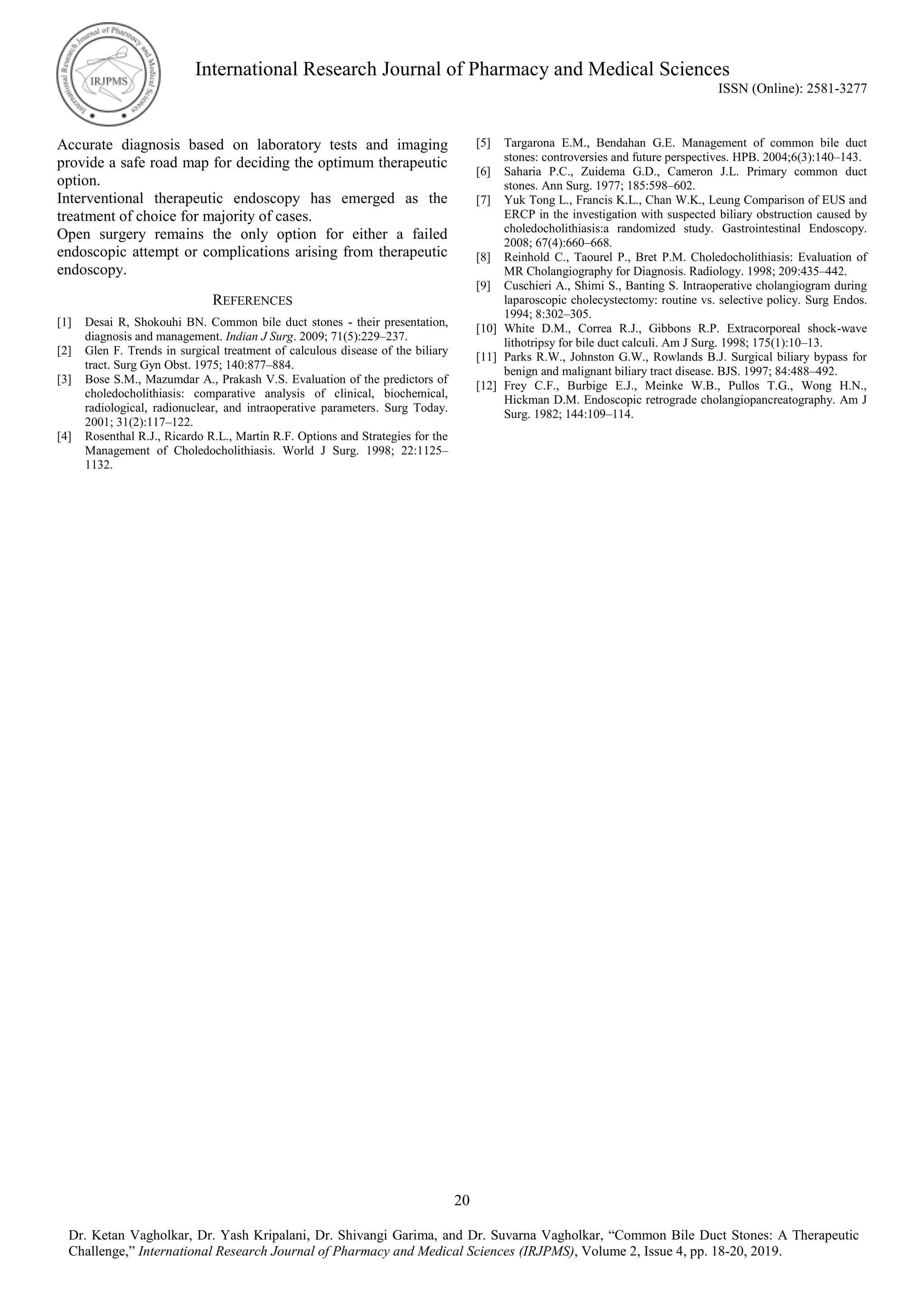 Common Bile Duct Stones: A Therapeutic Challenge | PDF