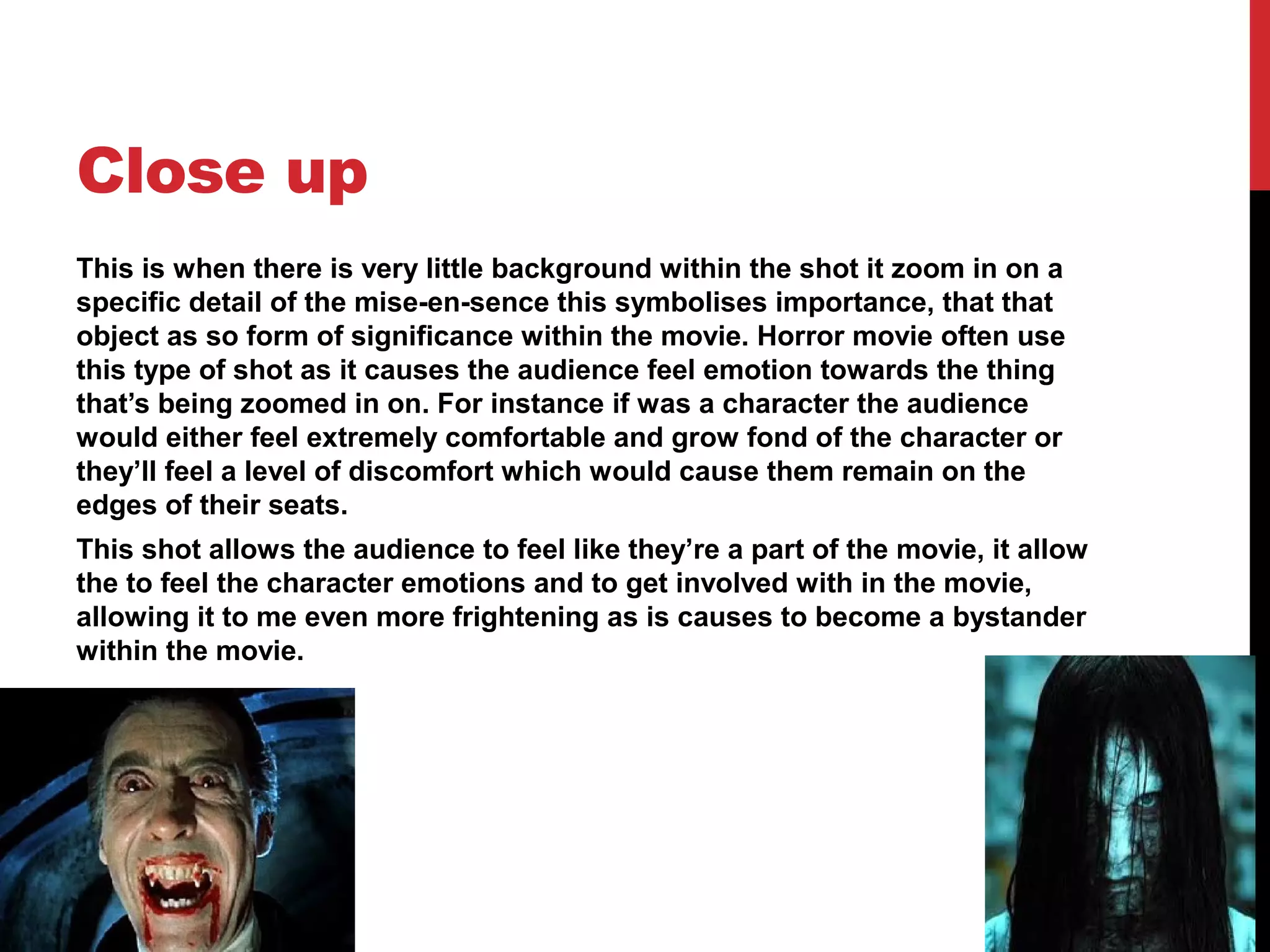 Common camera movement and shots used in horror | ODP | Photography ...