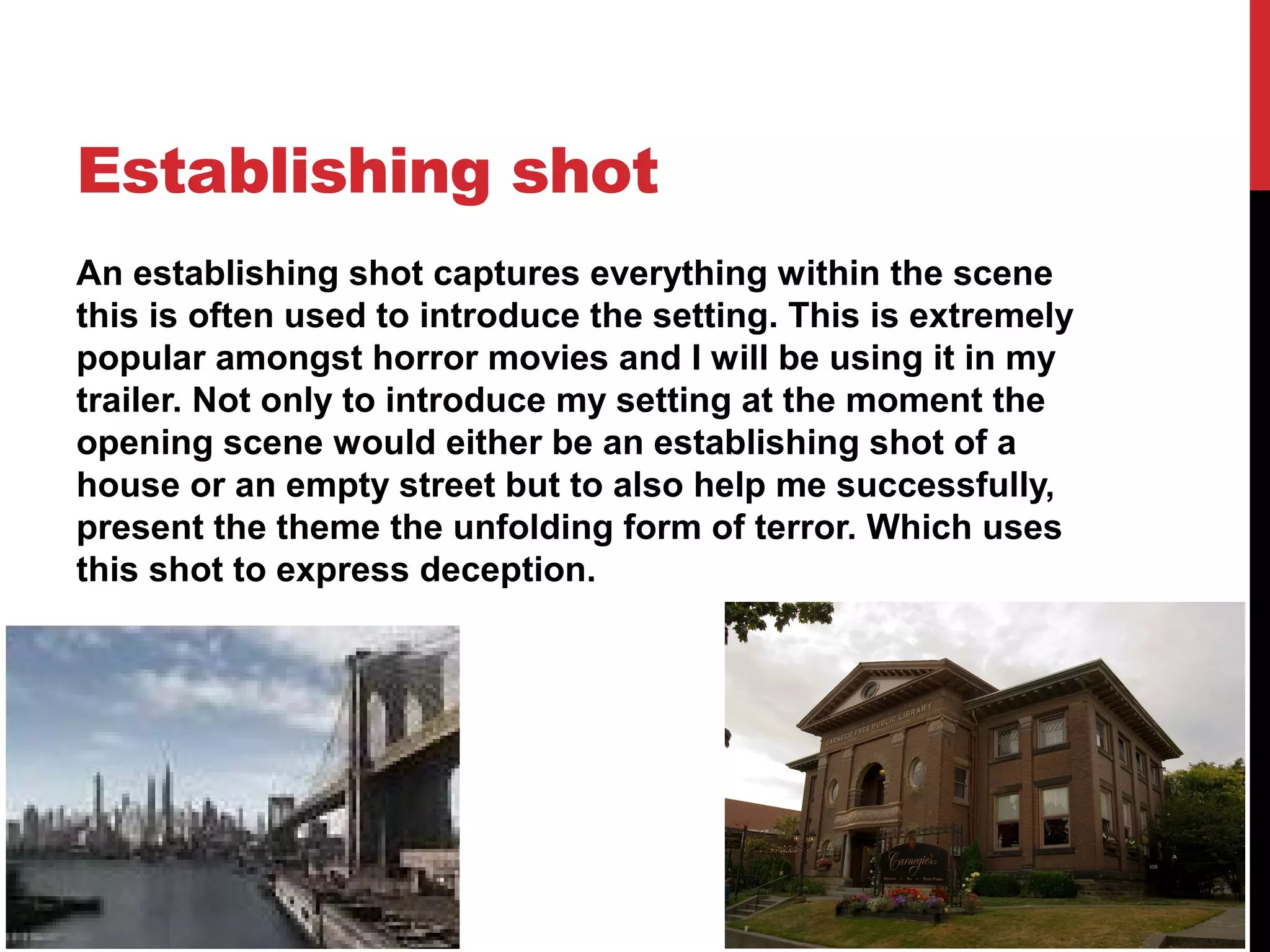 Common camera movement and shots used in horror | ODP | Photography ...