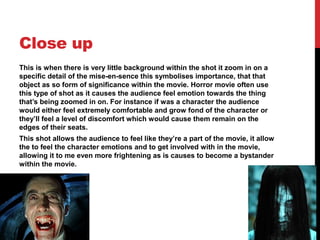 Common camera movement and shots used in horror | ODP | Photography ...