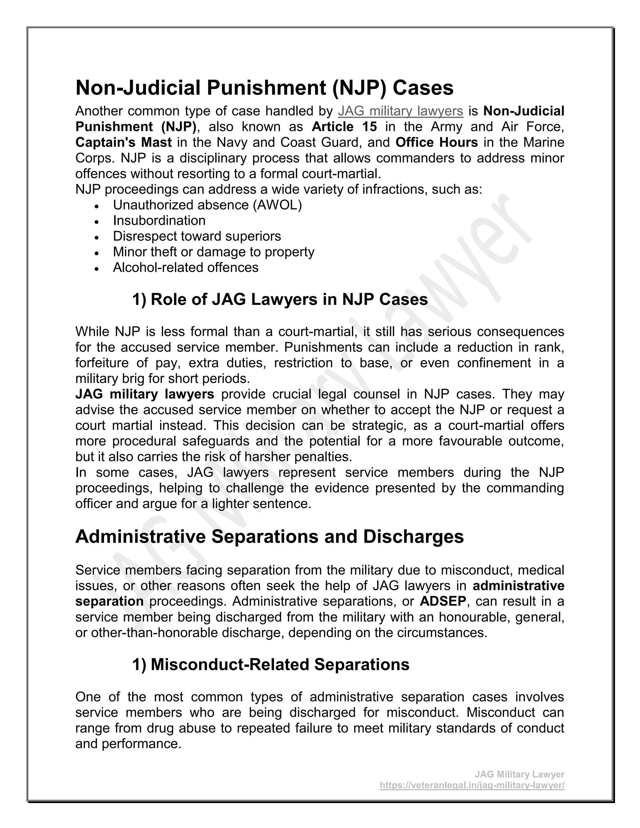 Common Cases Handled by JAG Military Lawyers in Military Courts | PDF ...