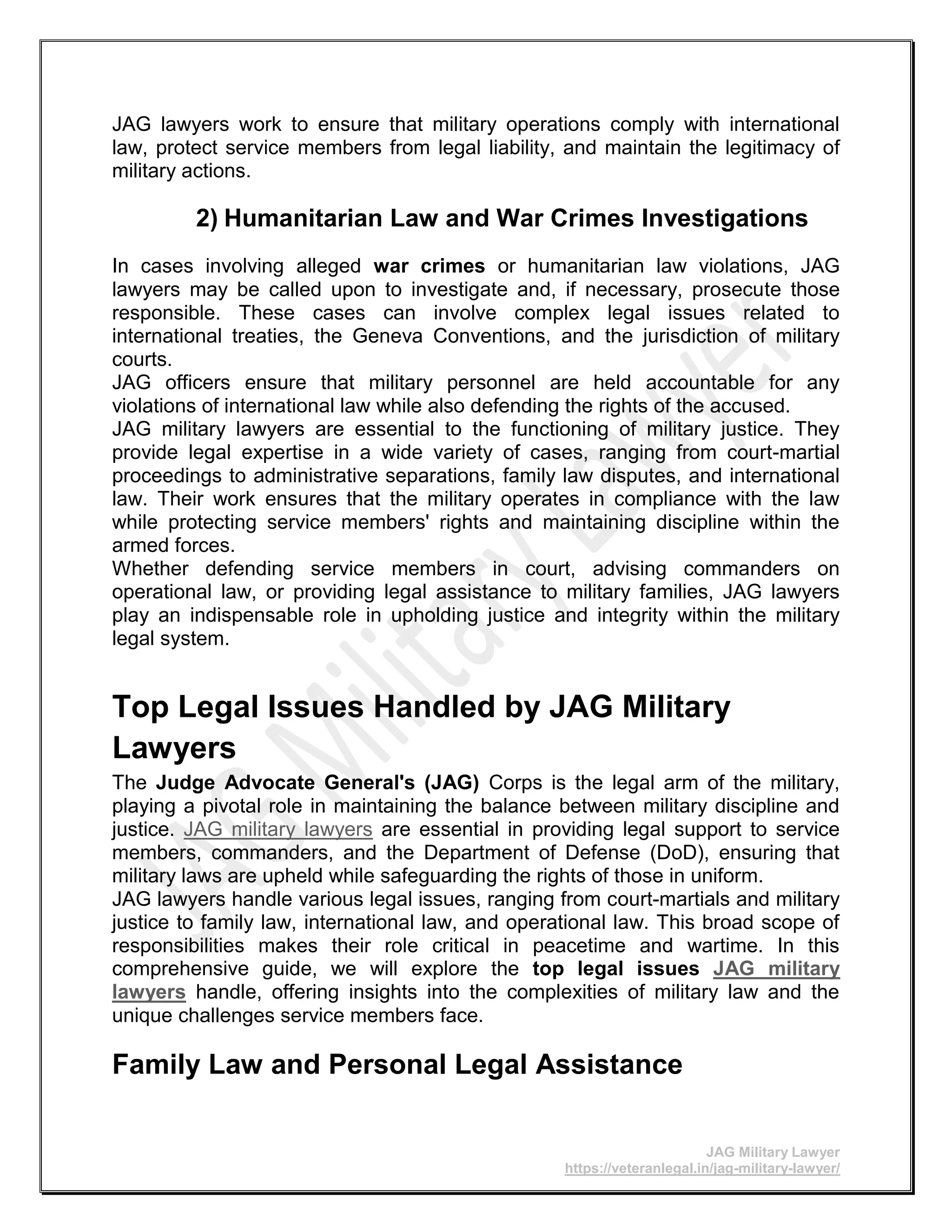 Common Cases Handled by JAG Military Lawyers in Military Courts | PDF ...