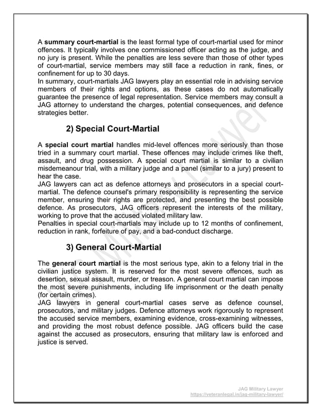 Common Cases Handled by JAG Military Lawyers in Military Courts | PDF ...