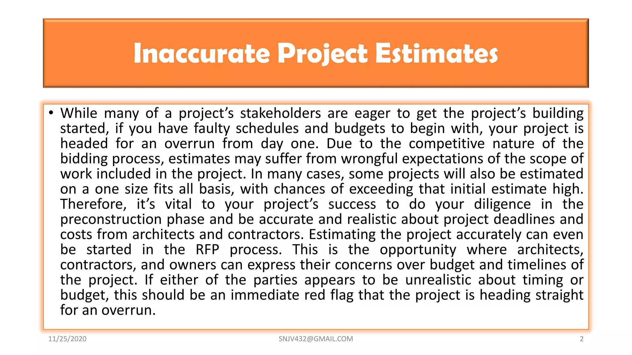 Common causes of cost overruns in construction projects | PDF