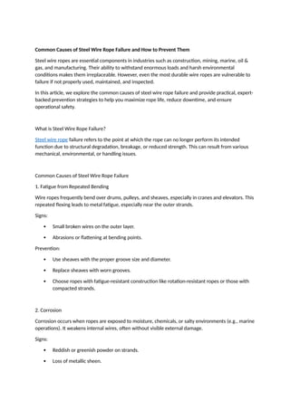 Common Causes of Steel Wire Rope Failure and How to Prevent Them | DOCX
