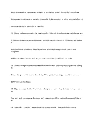 common classroom rules.docx | Parenting Teens | Parenting