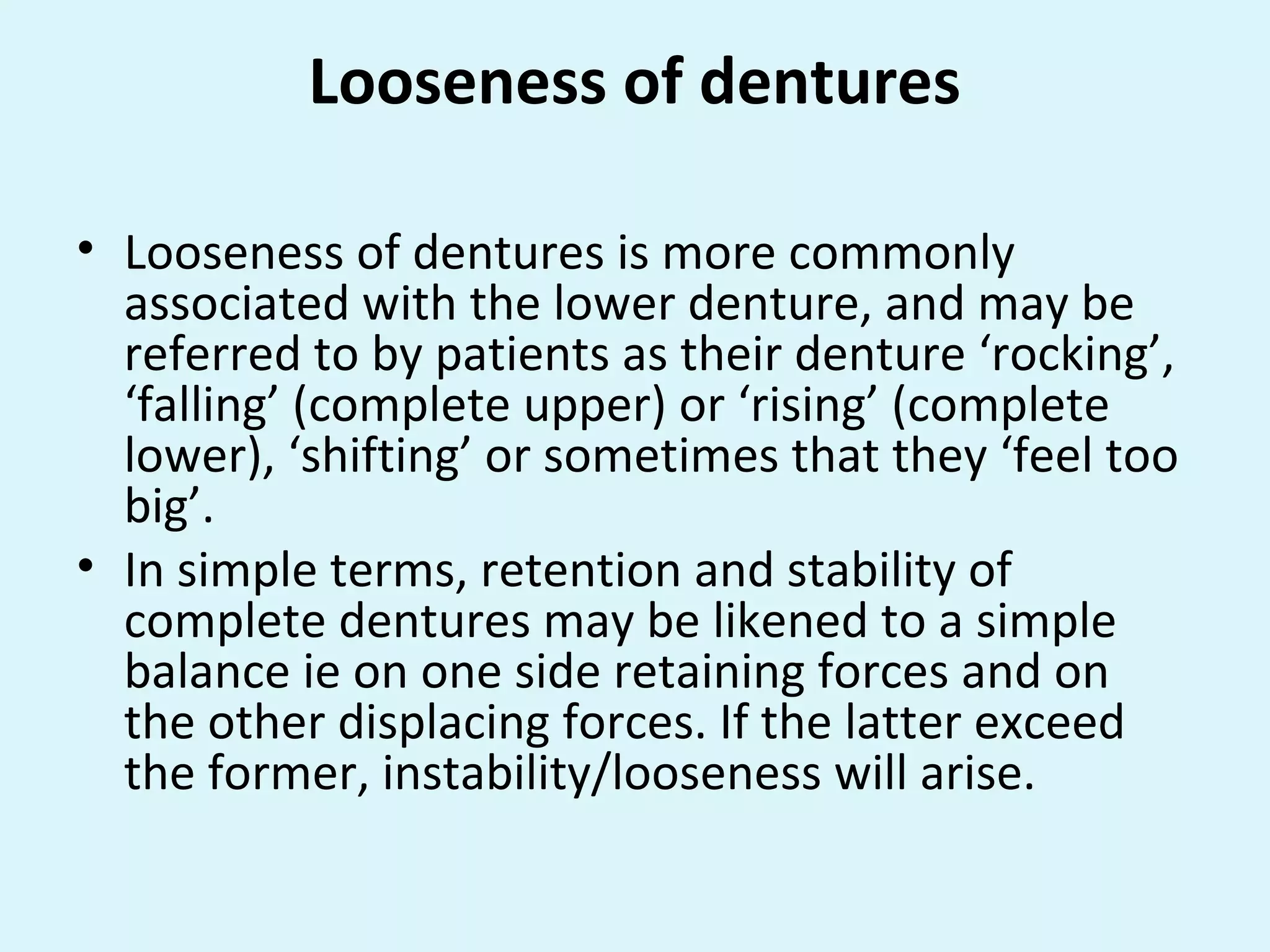 Common complaints of complete denture wearers | PPT