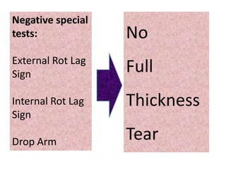 Full thickness rotator cuff tears, Value of clinical tests | PPTX