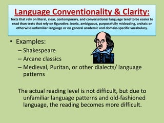 Commoncore text-exemplars-and-measuring-text-complexity | PPT