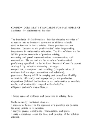 COMMON CORE STATE STANDARDS FOR MATHEMATICS Standards for | DOCX