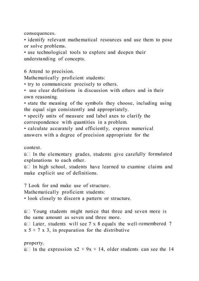 COMMON CORE STATE STANDARDS FOR MATHEMATICS Standards for | DOCX