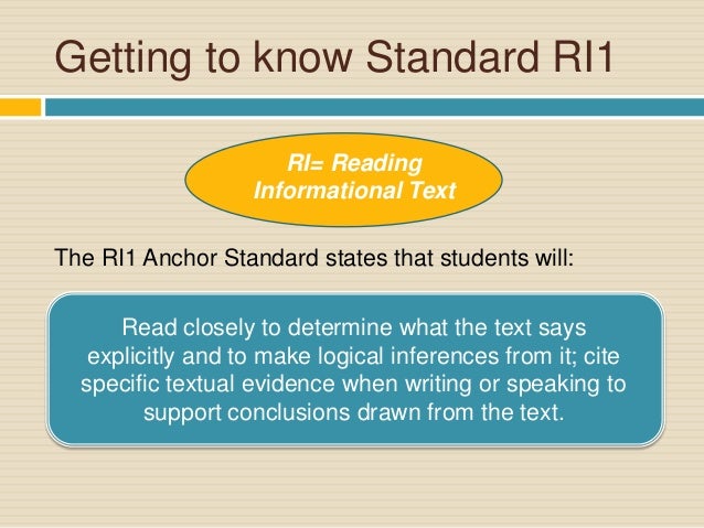 Common core state standards ri1 & ri10
