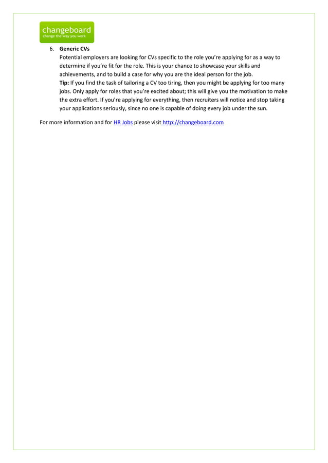 Common CV Mistakes to Avoid | PDF