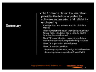 Software Common Defect Enumeration | PDF