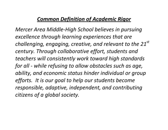 Common definition of academic rigor | DOCX