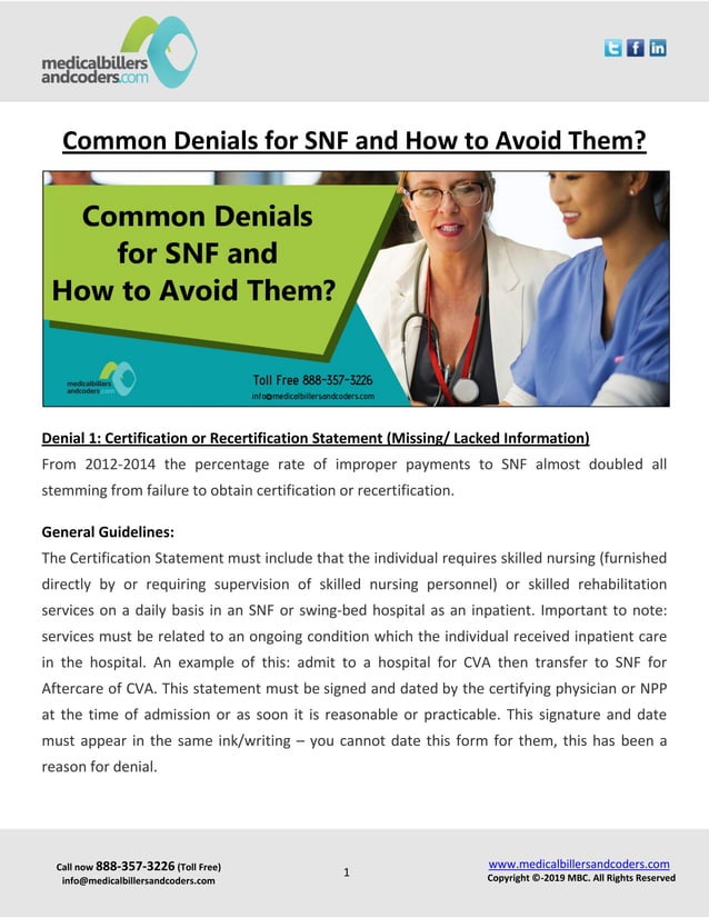 Common Denials for SNF and How to Avoid Them? | PDF | Healthcare ...
