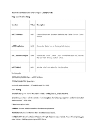 Common dialog control | DOCX | Computing | Technology & Computing