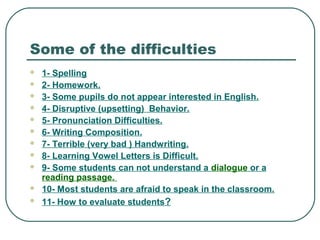 Common difficulties and solutions in teaching English as a foreign ...