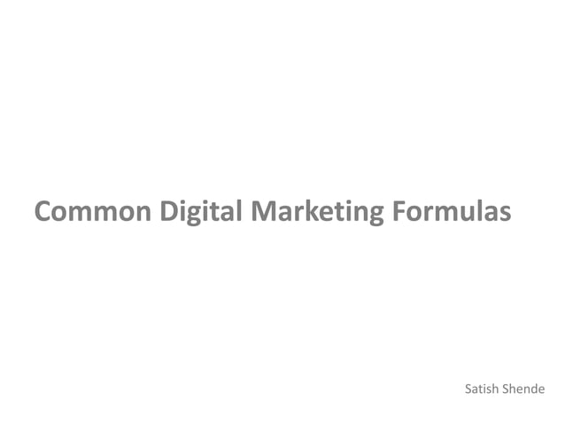 Basic Digital Marketing Formulas | PPT