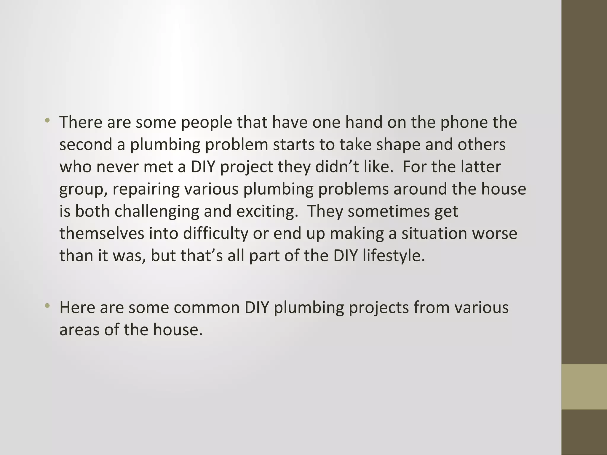 Common diy plumbing projects | PPT