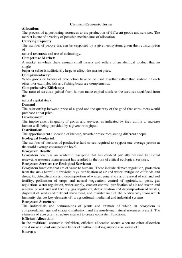 Common Economic Terms common-economic-terms