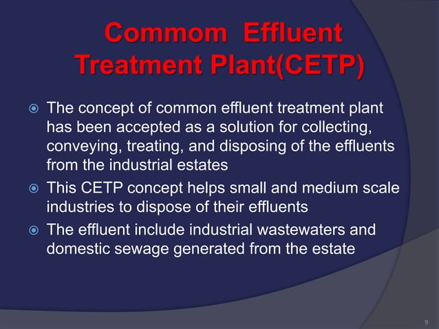 Common Effluent Treatment Plant.ppt | Industrial Property | Real Estate