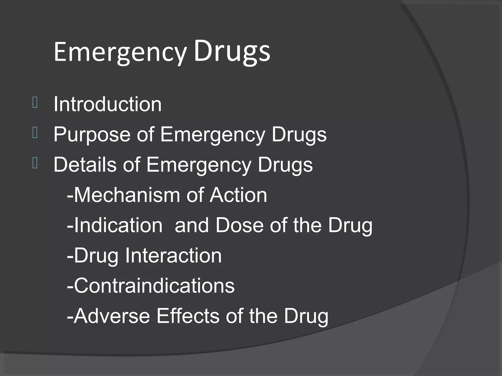 Common emergency drugs in medicine | PPT