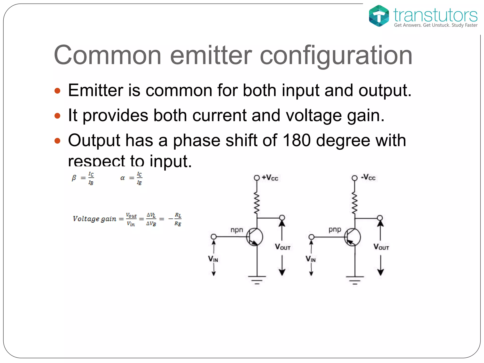 Common Emitter Configuration | Electronical Engineering | PPTX