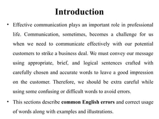 Common English Errors and Grammar Tips for Effective Communication | PPTX