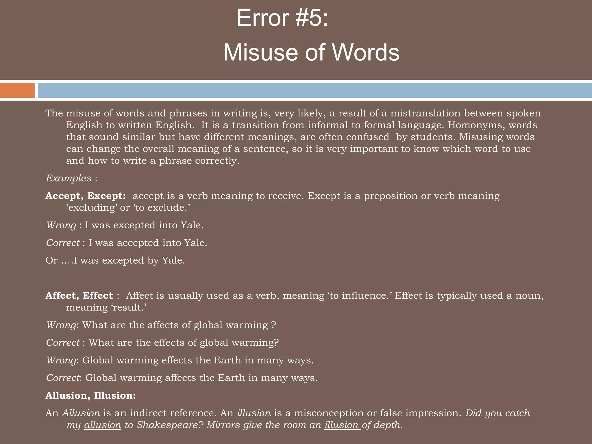 Common Errors in Writing | PPTX