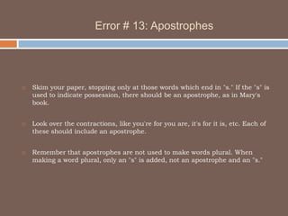 Common Errors in Writing | PPTX