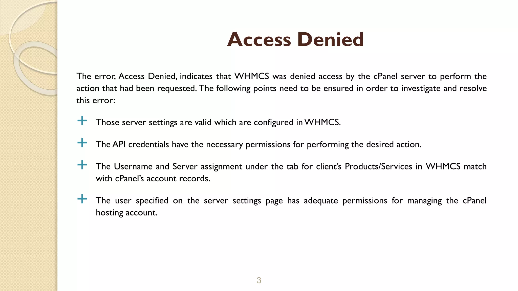 Common Errors In Cpanel And Whm Pptx Web Hosting Internet