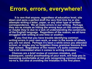 Common errors in english | PPTX