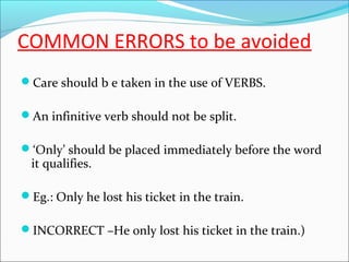 Common errors in english full notes | PPT