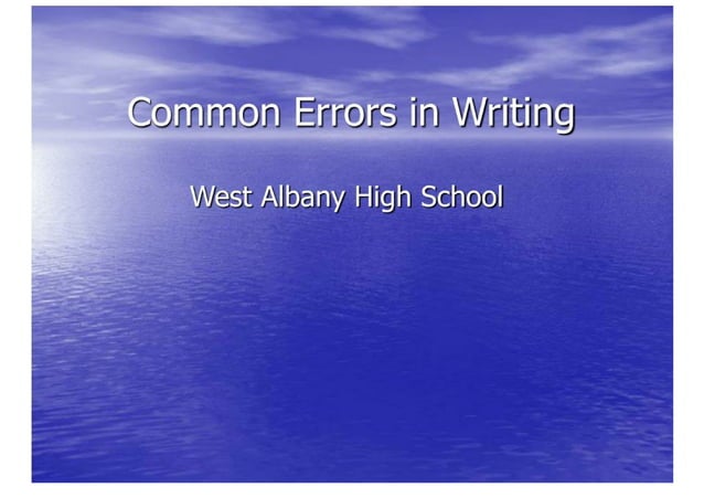 Common Errors In Writing | PDF