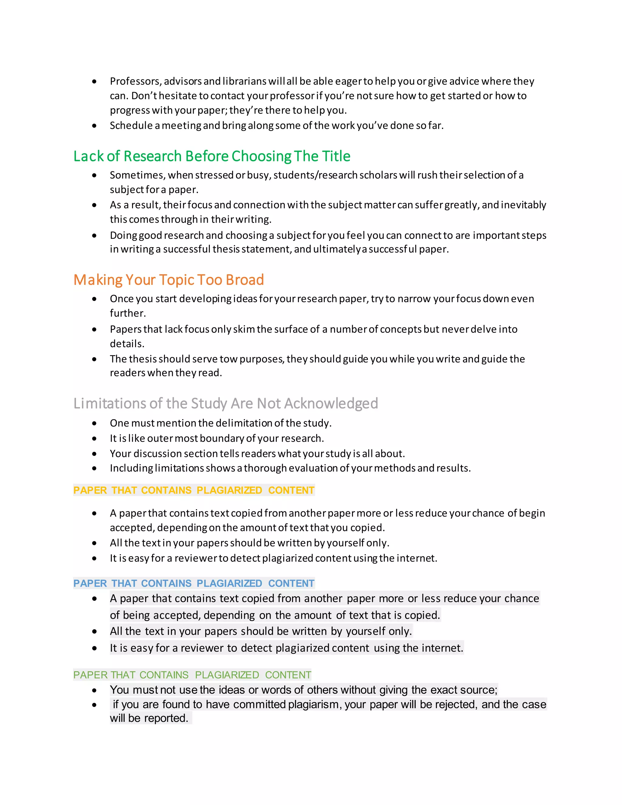 Common errors in writing a research paper | DOCX