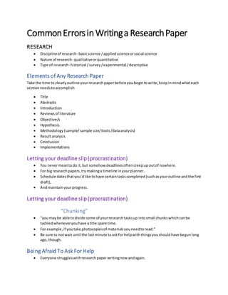 Common errors in writing a research paper | DOCX