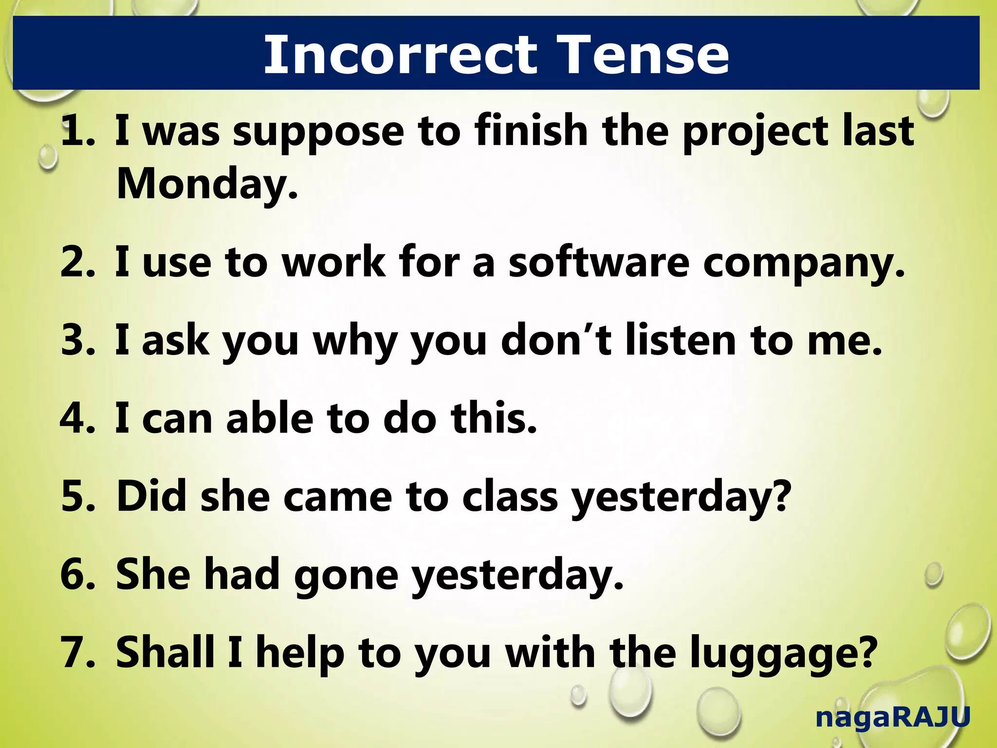 Common Errors with Verbs | PPTX