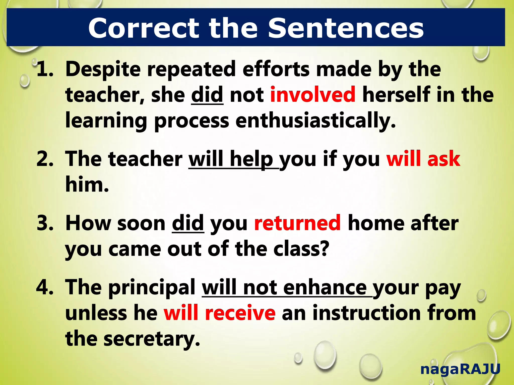 Common Errors with Verbs | PPTX