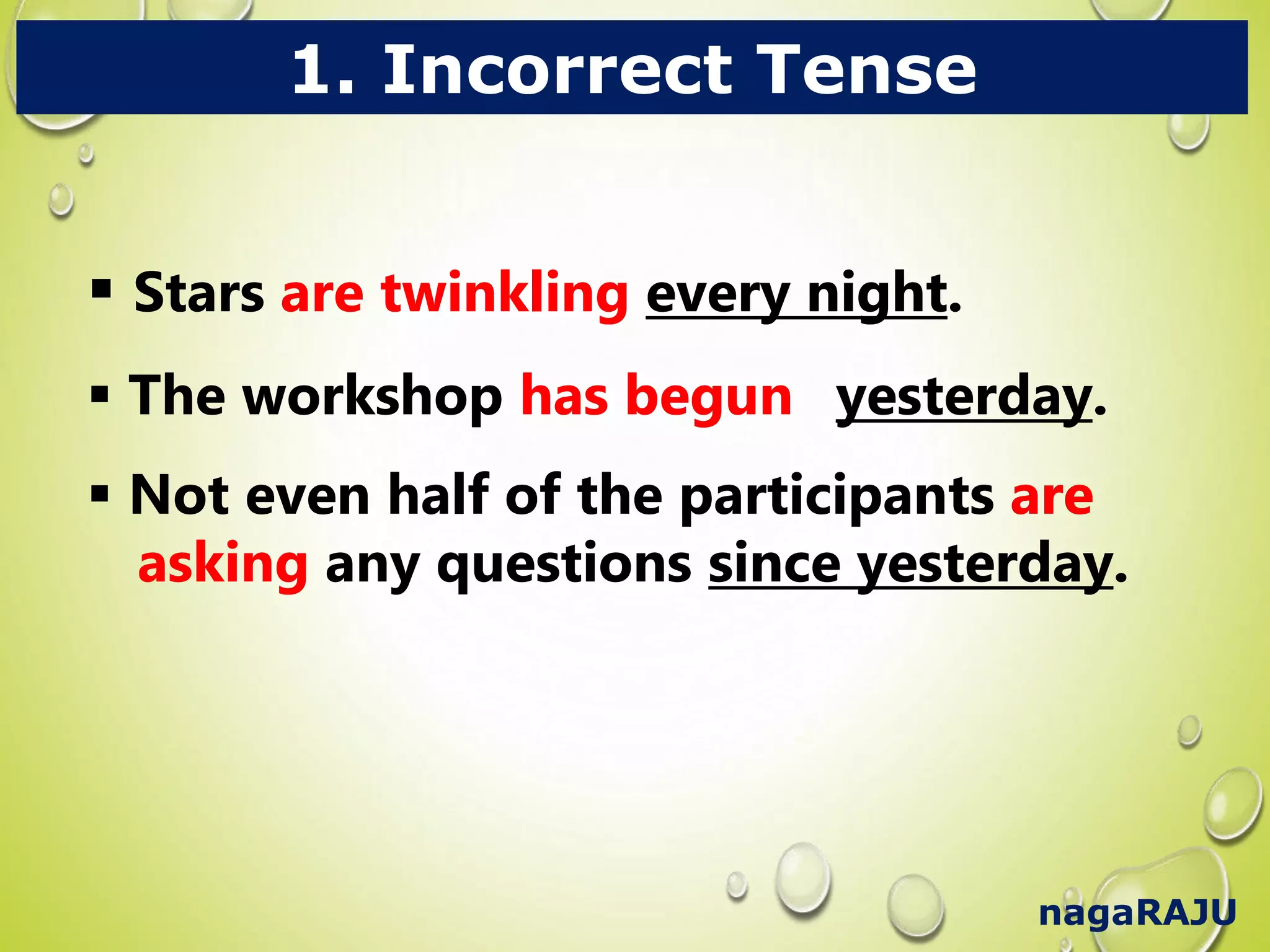 Common Errors with Verbs | PPTX