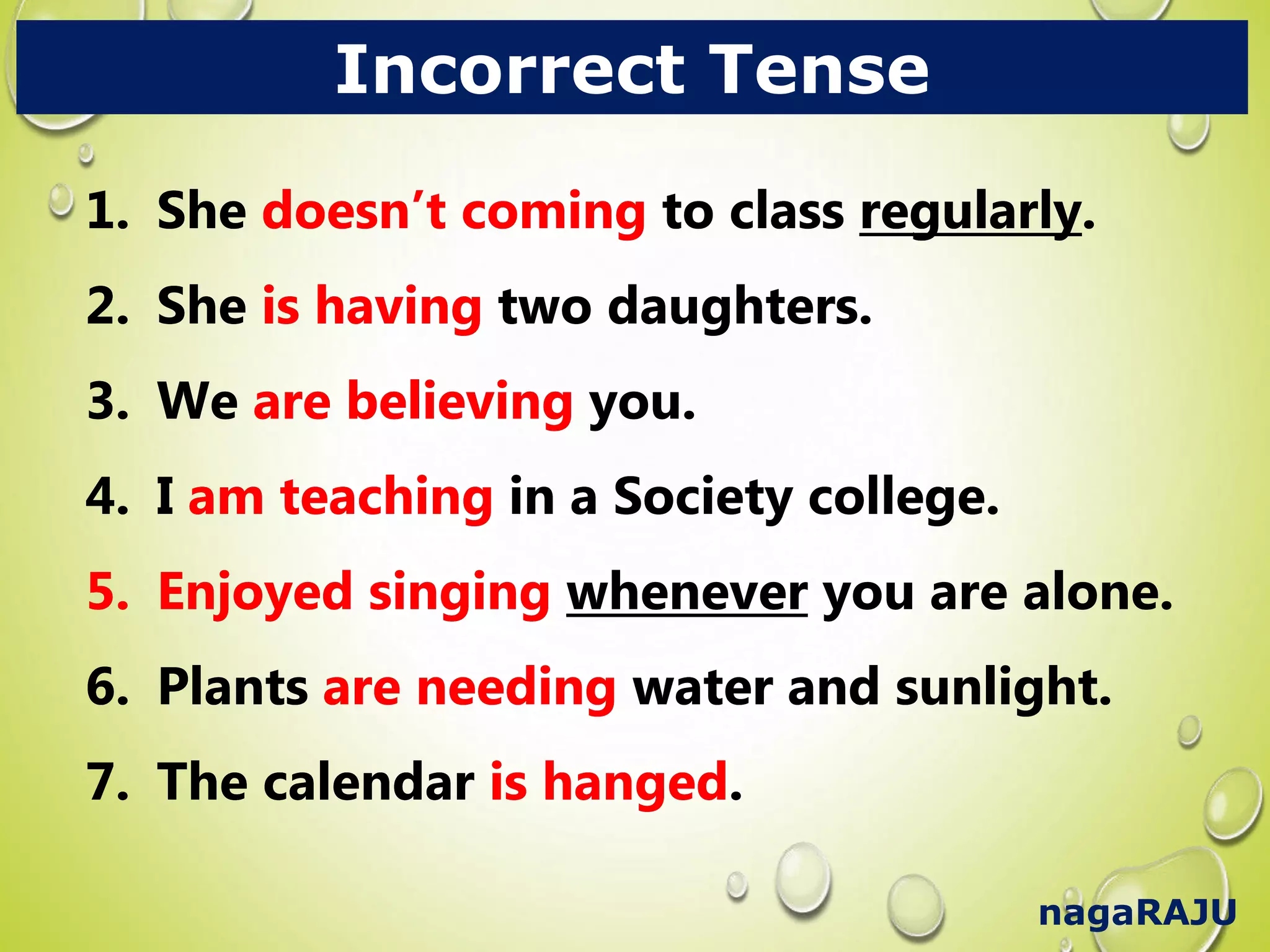 Common Errors with Verbs | PPTX