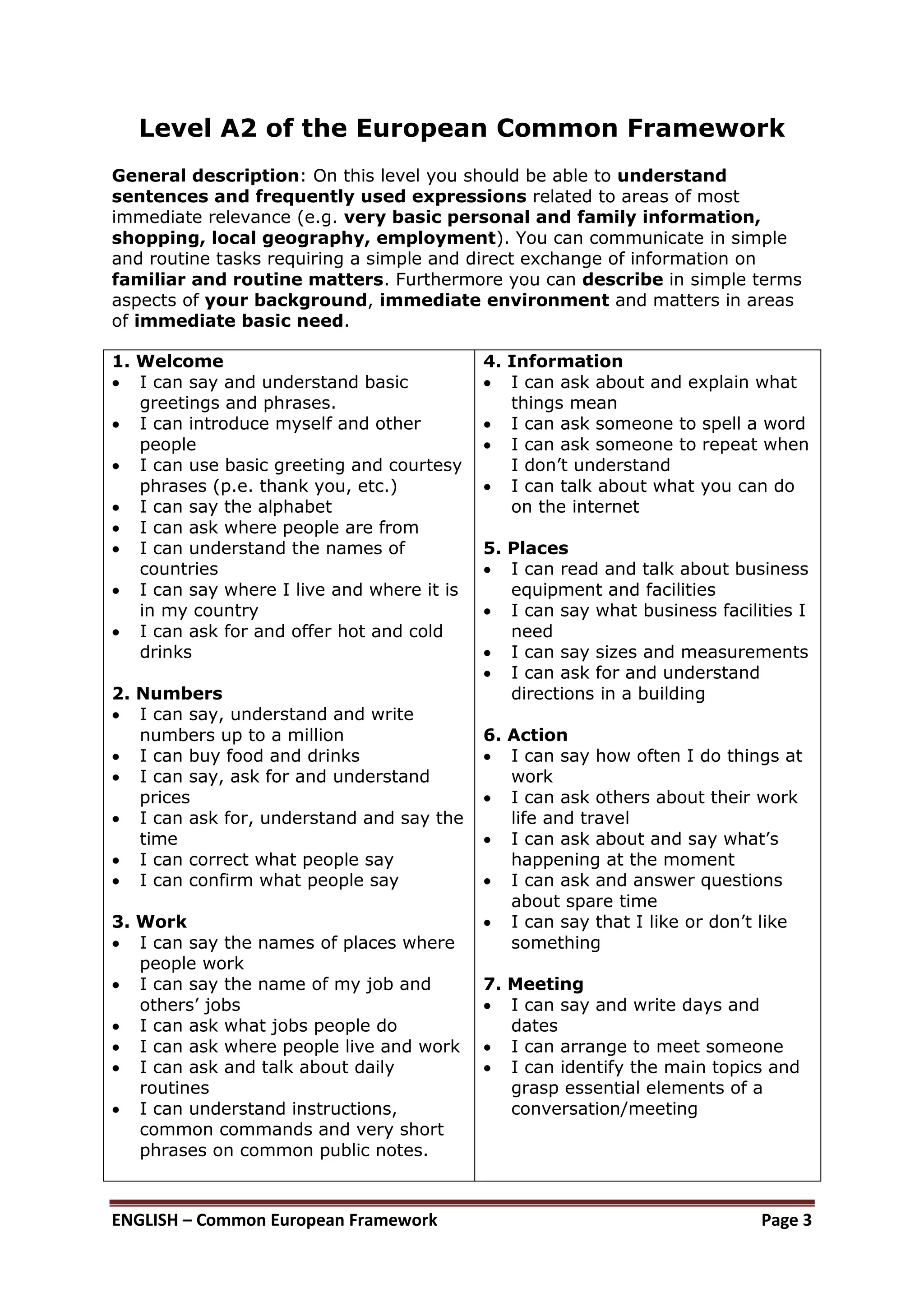 Common European Framework of Reference (CEFR) | PDF | Dating | Family and Relationships