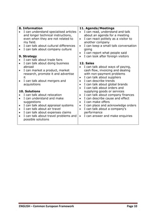 Common European Framework of Reference (CEFR) | PDF