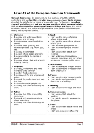Common European Framework of Reference (CEFR) | PDF | Dating | Family ...