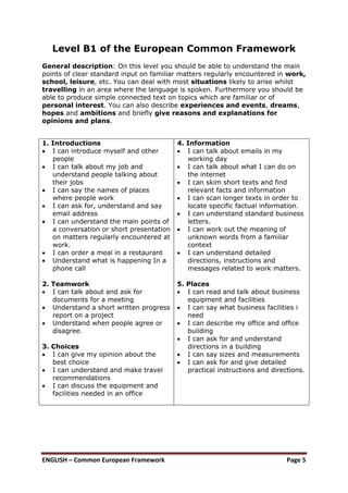 Common European Framework of Reference (CEFR) | PDF