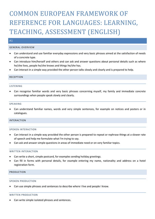Common european framework of reference for languages | PDF | Freelance ...