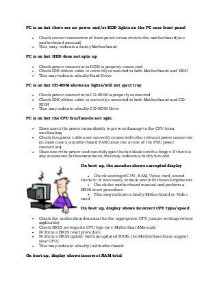 Common faults and problems of computer