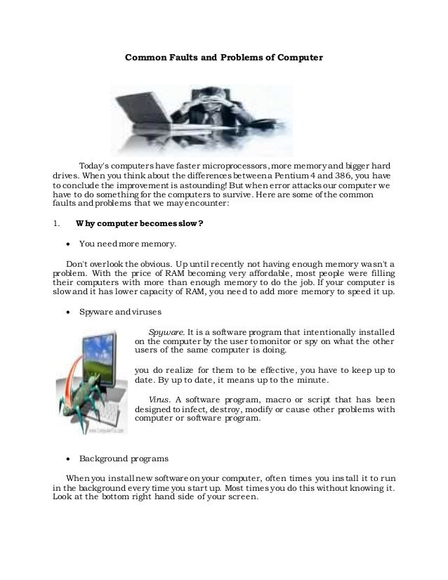 Common faults and problems of computer